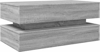 vidaXL Table Basse avec Lumi&egrave;res LED, Table dAppoint, Bout de Canap&eacute;, Meuble de Salon Salle de S&eacute;jour, Moderne, Gris Sonoma Bois dIng&eacute;nierie