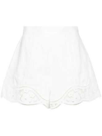 Zimmermann short brod&eacute; Gabrielle &agrave; taille haute - Blanc