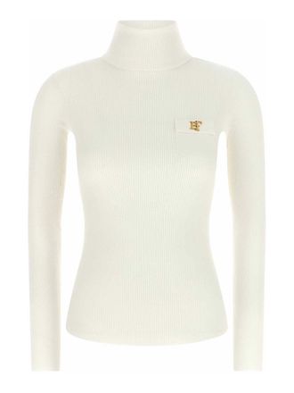 Elisabetta Franchi Rollkragenpullover - Wei&szlig;