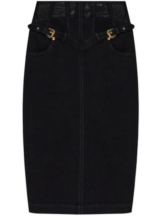 Versace Jeans Couture jupe en jean à boucle Barocco - Noir