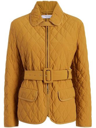 Another Tomorrow Gef&uuml;tterte Jacke mit Rautensteppung - Gelb