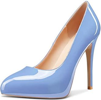 Castamere Femmes Aiguille Haut High Talon Heel Escarpins Plate-Forme Fermé Bout Slip-on Mariage Bureau Sexy Dress 12 CM Heels Bleu Clair 40 EU