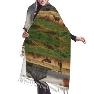 Generic Ferme Avec Des Cerfs Femme Scarf Grande Ch&acirc;le Mode &Eacute;charpe Pour Hiver Automne Mariage Cadeau