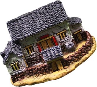 Angoily Miniaturhaus aus Kunstharz Ländliche Landschaftsdekoration mit Filigranen Details Weiße Wände Rustikale Kleiner Dekoration für Schreibtisch Regal und 