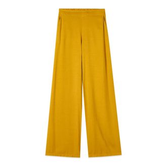 Oltre Weitgeschnittene Hose aus Leinenmischung - - Trousers - Damen - Gelb - L