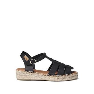 Toni Pons Espadrille Cuir Femme- Emma - Noir, 39 EU