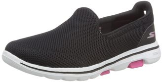 Skechers Damen Go Walk 5 Sneaker, Black Textile Hot Pink Trim, 40 EU