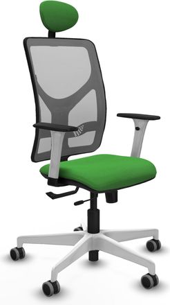 Piqueras y Crespo Moderner Drehstuhl mit wei&szlig;en und schwarzen Armlehnen, h&ouml;henverstellbarer Lendenwirbelst&uuml;tze und festem Kopfteil, ausgestattet mit Syncro/Traslack. Gr