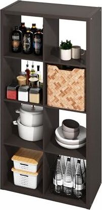 Furinno HERMITE Kücheninsel, 8-Würfel Küchenaufbewahrung, Bäckerregal, Kücheninsel mit Stauraum, für die Küche, Schwarz-Eiche