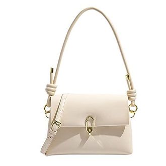 Generic Sac &agrave; bandouli&egrave;re &agrave; rabat moyen pour femme, sac &agrave; main en cuir v&eacute;g&eacute;talien, sac &agrave; main avec 2 sangles amovibles, sac &agrave; bandouli&egrave;re tendance, blanc, Med