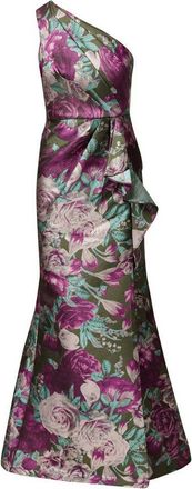 Adrianna Papell Abendkleid One Shoulder Jacquard Gown Elegantes, glamour&ouml;ses Metallic-Jacquard-Kleid