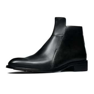 Generic Bottes Chelsea pour Hommes en Cuir Pleine Fleur avec Fermeture &eacute;clair lat&eacute;rale | Bottes habill&eacute;es &agrave; Semelle rembourr&eacute;e pour Affaires et Tenue d&eacute;contra