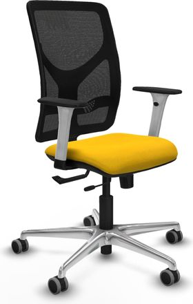 Piqueras y Crespo Verstellbarer Schreibtischstuhl mit wei&szlig;en und schwarzen Armlehnen, h&ouml;henverstellbare Lendenwirbelst&uuml;tze, ausgestattet mit Syncro/Traslack und Schneid