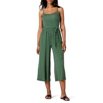 Amazon Essentials Combishort en Jersey, Coupe Courte et Ample au Niveau des Jambes Femme, Vert Fleuri, L