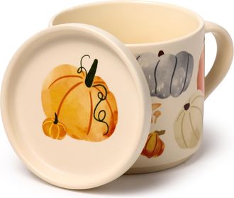 Puckator 2-in-1-Set Porzellantasse und Untersetzer/Deckel - Kürbis - Herbst Harvest, groß - Tee, Frühstück, Kaffee