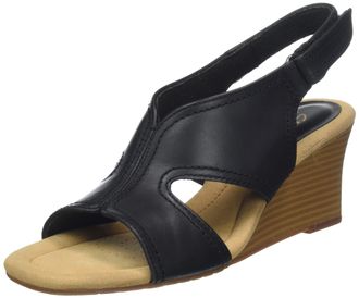 Clarks Damen Kyarra Aster Keilsandale, Black Leather, 39 EU