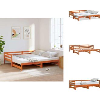 vidaXL Tagesbett Ausziehbar Wachsbraun 80x200 cm Massivholz Kiefer - Tagesbett - Schlafsofa - Holzbett - Kiefernholzbett - G&auml;stebett