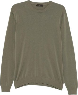 Zanone Homme, Pulls, Vert, Taille: 3XL Pull Ras du Cou Coupe Slim en Cr&ecirc;pe de Coton