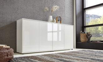 BMG M&ouml;bel Sideboard &raquo;Mailand Set 2&laquo; (Kommode Anrichte Aktenschrank), mit wei&szlig; lackierten Hochglanzfronten und hochwertigen Push-to-Open Beschl&auml;gen