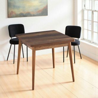 Pier Import Table de cuisine carrée effet bois de noyer 80 cm MARFA