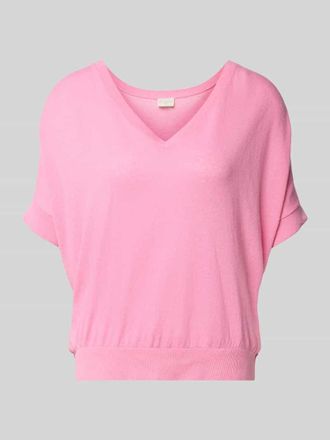 Milano Strickshirt aus Baumwoll-Leinen-Mix mit V-Ausschnitt