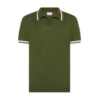 Sun 68 Homme, Tops, Vert, Taille: M Polo Sweater Stripes Details S/S
