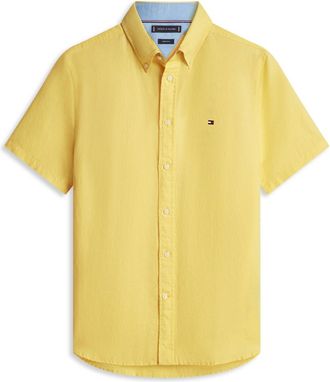 Tommy Hilfiger Kurzarmhemd aus Baumwolle und Leinen, Regular Fit in