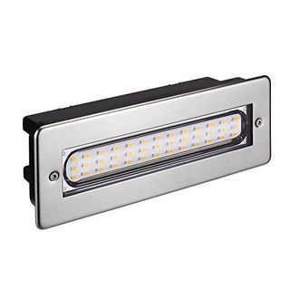 LEDs Com Lampe descalier LED/encastrée dans le mur pour lintérieur et lextérieur, carrée, inox, 198 x 61mm, 2,2 W, 248lm, blanc chaud
