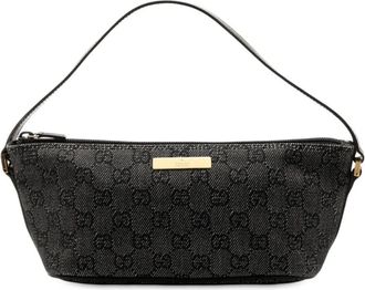 Gucci 2000-2015 GG Denim Boat Schultertasche - Grau