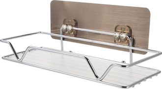 Soimiss Edelstahl Wandmontiertes Aufbewahrungsregal mit Saugnapf Rostfreies Badezimmer Ablagefach für Shampoo Zahnbürsten und Toilettenartikel Stabiles Platzs