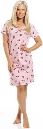Camille Chemises De Nuit Dété en Coton Doux pour Femmes 46-48 Pink Strawberry