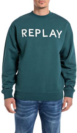 Replay Herren Sweatshirt Oversized, Grün (Atlantic Green 386), 3XL