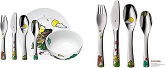 WMF Janosch Kinder Geschirrset 6-teilig, Kindergeschirr mit Kinderbesteck Edelstahl & Janosch Kinderbesteck Set 4-teilig, Kinderbesteck Edelstahl, Besteck