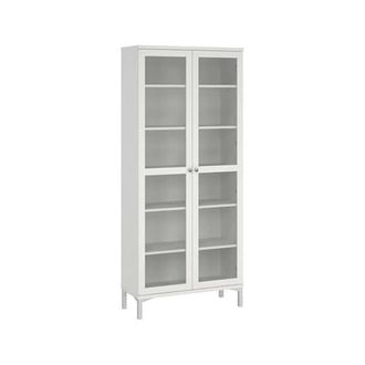 Dmora Vitrine Felicie, Glas-Sideboard, Mehrzweckvitrine, Hängendes Bücherregal mit Glastüren, 89x36 h203 cm, Weiß