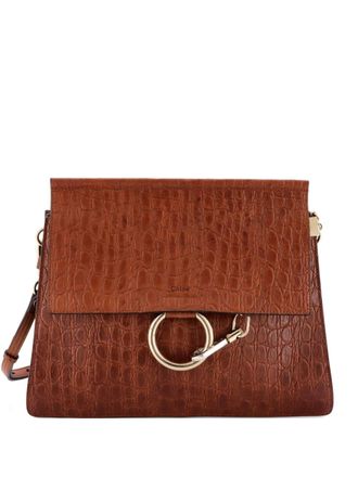 Chloé Faye Crocodile Embossed Leather Medium shoulder bag - Marron