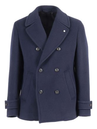 Brando veste en laine mélangée à boutonnière croisée - Bleu