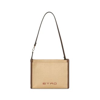 Etro Femme, Sacs, Beige, Taille: ONE Size Pochette Broderie en Raphia