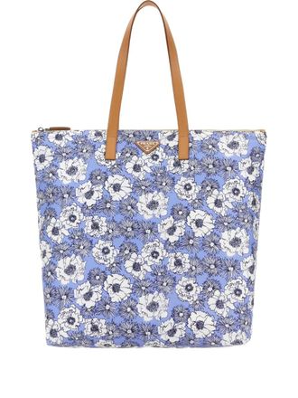 Prada Tote Bag aus Re-Nylon mit Print - Blau