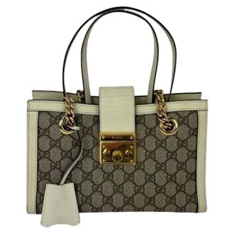 Gucci Sac cabas Pre-owned GG Supreme Small Padlock en cuir &eacute;b&egrave;ne - Femme - Pre-owned - Beige - Taille: ONE Size