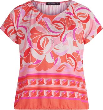 Betty Barclay Damen Printshirt mit Gummizug 40, Red/Rosè