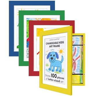 Americanflat Bilderrahmen für Kinder, 25,4 x 32,5 cm, für 100 Kunstwerke, Verwendung als 21,6 x 28,9 cm Rahmen mit Passepartout oder Display, 25,4 x 32,5 cm, Kunst