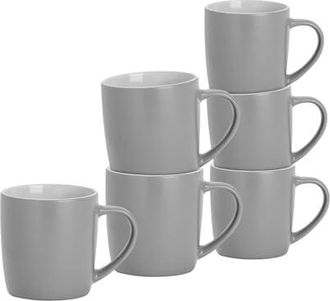 Argon Tableware Lot de 6 Tasses &agrave; caf&eacute; color&eacute;es - Gris Mat - 350 ML - Lot de 6 - Tasses &agrave; th&eacute; en gr&egrave;s c&eacute;ramique Mat, Tasses &agrave; Latte, Cappuccino, Ensemble de Tasses co