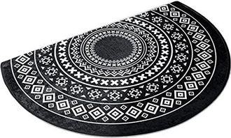 Colcolo Tapis de Porte dentr&eacute;e int&eacute;rieur Demi-Rond antid&eacute;rapant Tapis de Sol de Cuisine Absorbant pour Salle &agrave; Manger Chambre Salle de Bain Ferme Salon, Noir 