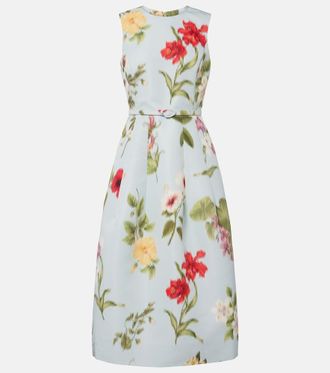 Oscar De La Renta Robe de cocktail ceintur&eacute;e &agrave; motif floral