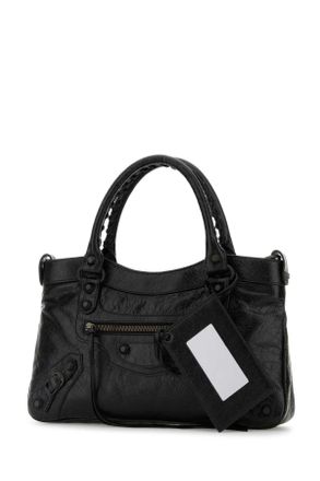 Balenciaga Womens Le City First Shoulder Bag Black Lamb Leather