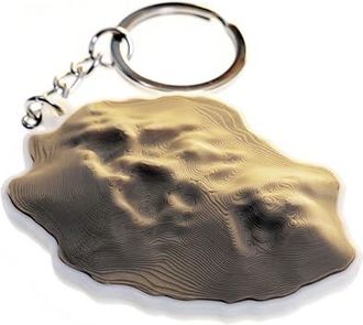 Generico Porte-clés topographique en 3d de lîle de locéan indien afrique La Réunion, Marron-blanc L, Taille Unique