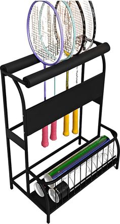 Generic Badminton-Schl&auml;gerst&auml;nder for Zuhause, Robustes, Mehrst&ouml;ckiges Schl&auml;ger-/Ballregal Mit Aufbewahrungskorb, for Die Aufbewahrung Im Heim-Fitnessstudio