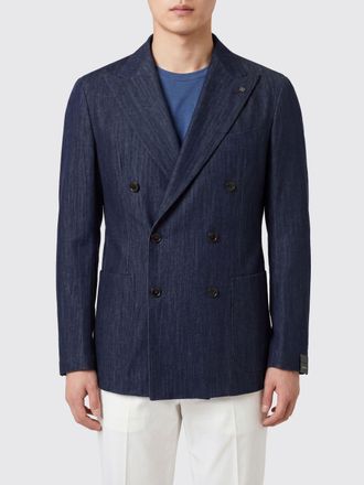 Tagliatore Zweireihiger Baumwollblazer mit klassischem Revers und R&uuml;ckenschlitz