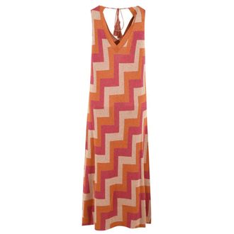 Akep Zig-Zag Jacquard Lurex Lang Kleid - - Dresses - Damen - Mehrfarbig - S