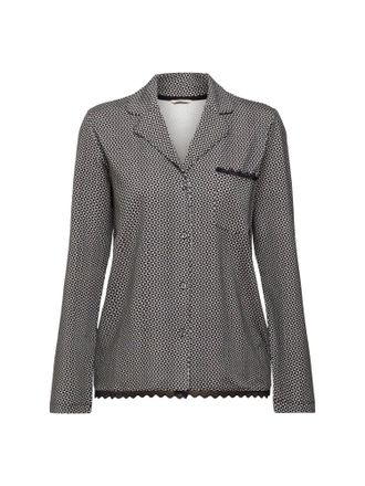 Esprit Damen Printed Cotton Lace Sus S.shirt_a_l Pyjamaoberteil, Schwarz, 36 EU